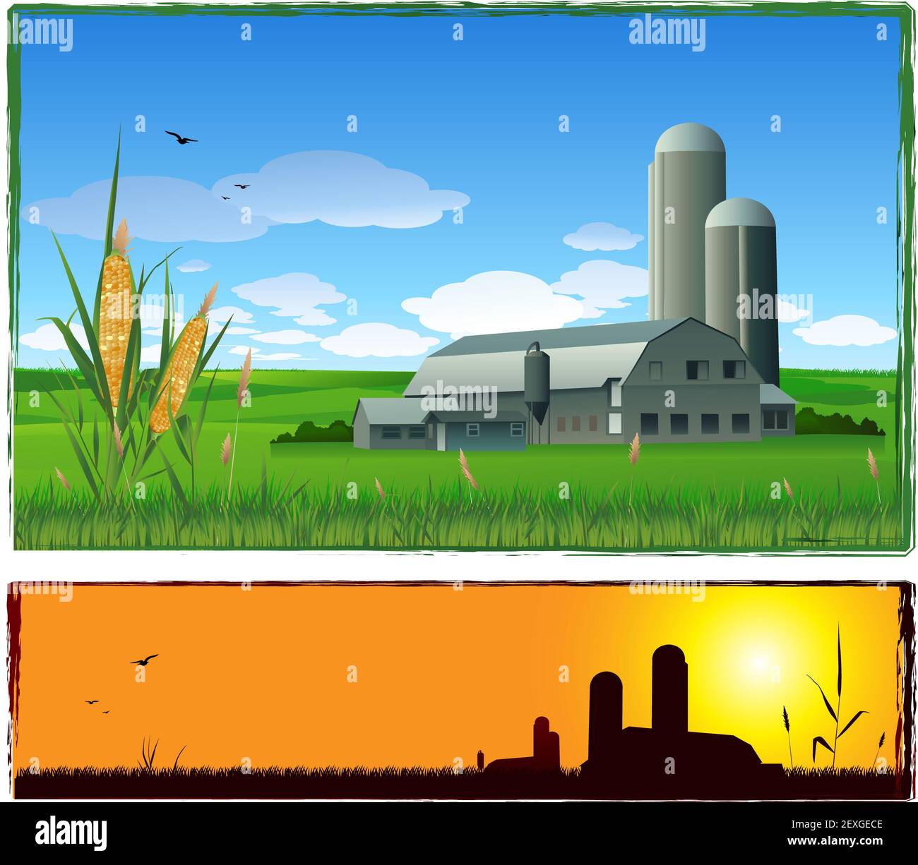 Farm harvest background illustration Stock Photo - Alamy