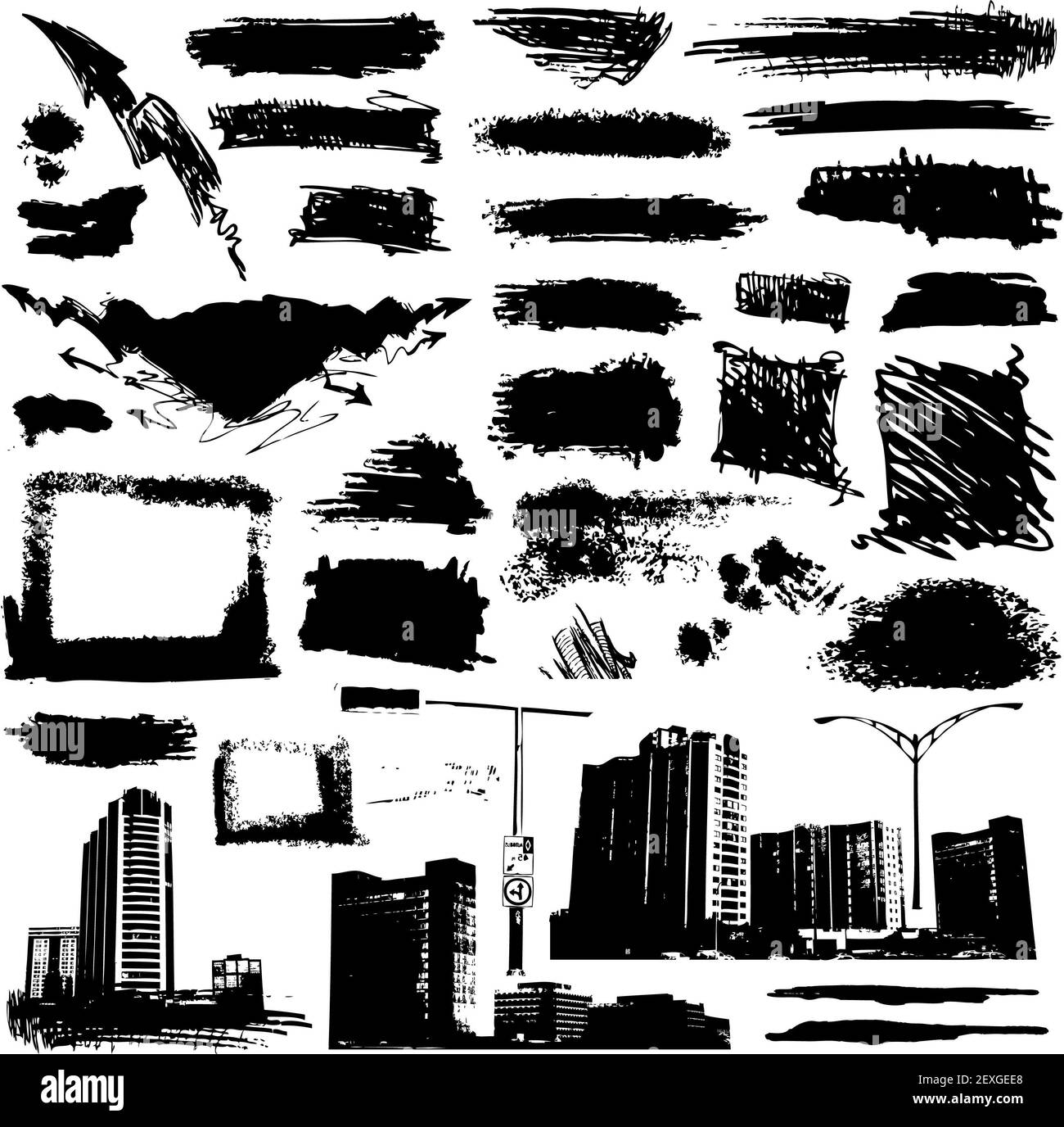Vector set of grunge elements and urban design Stock Photo - Alamy