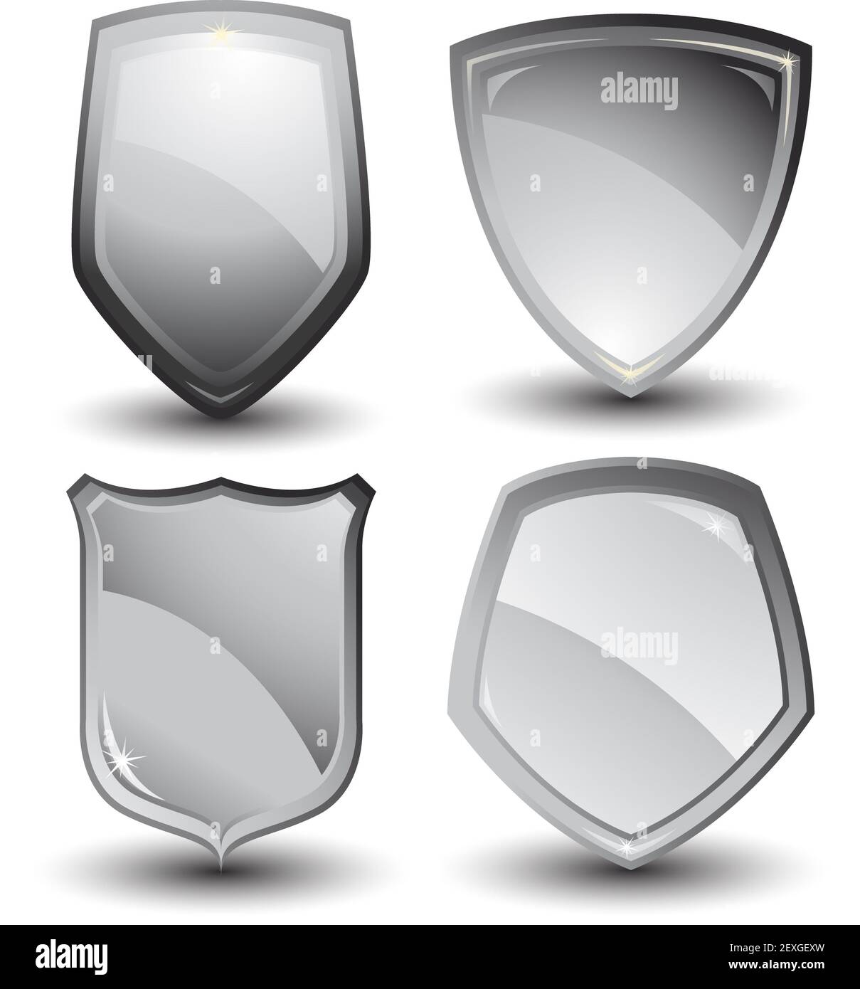 Vector silver shields Stock Photo - Alamy