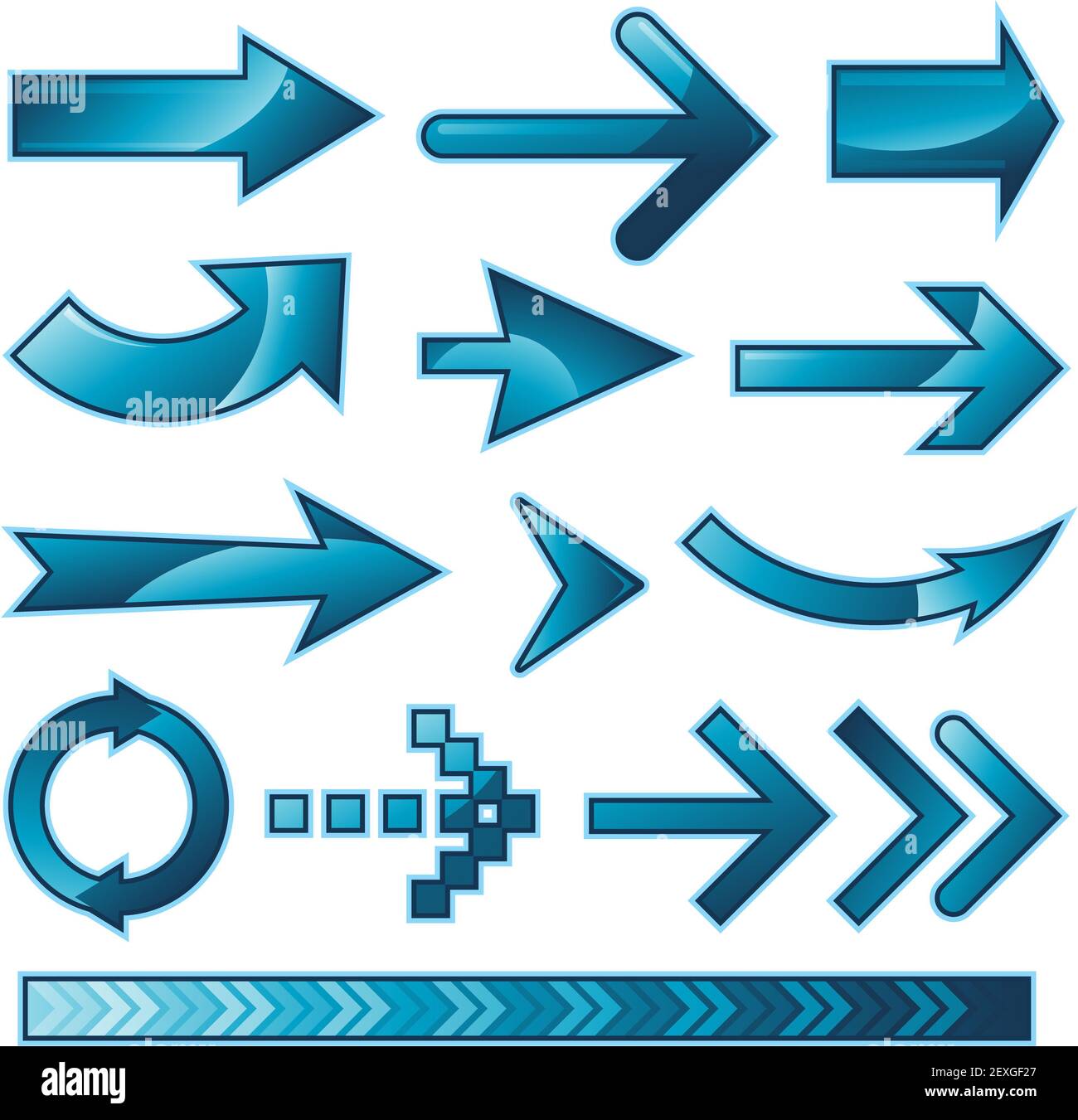 Blue arrow sign design collection set Stock Photo - Alamy