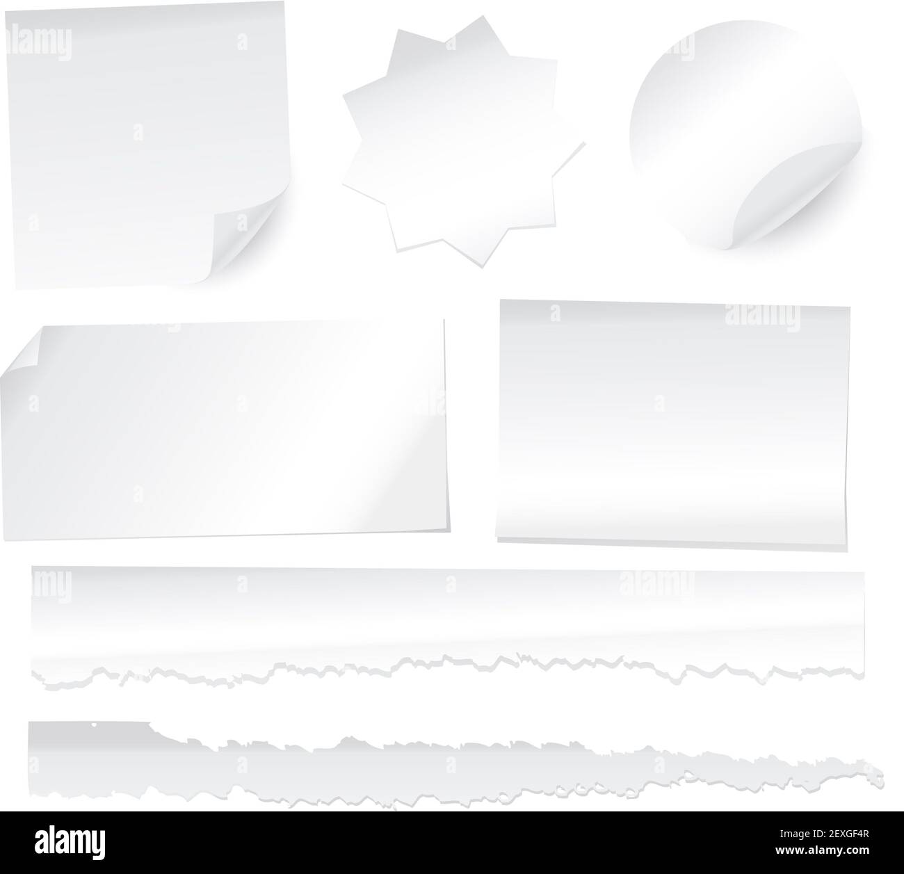 Collection of various white note papers on white background Stock Photo ...