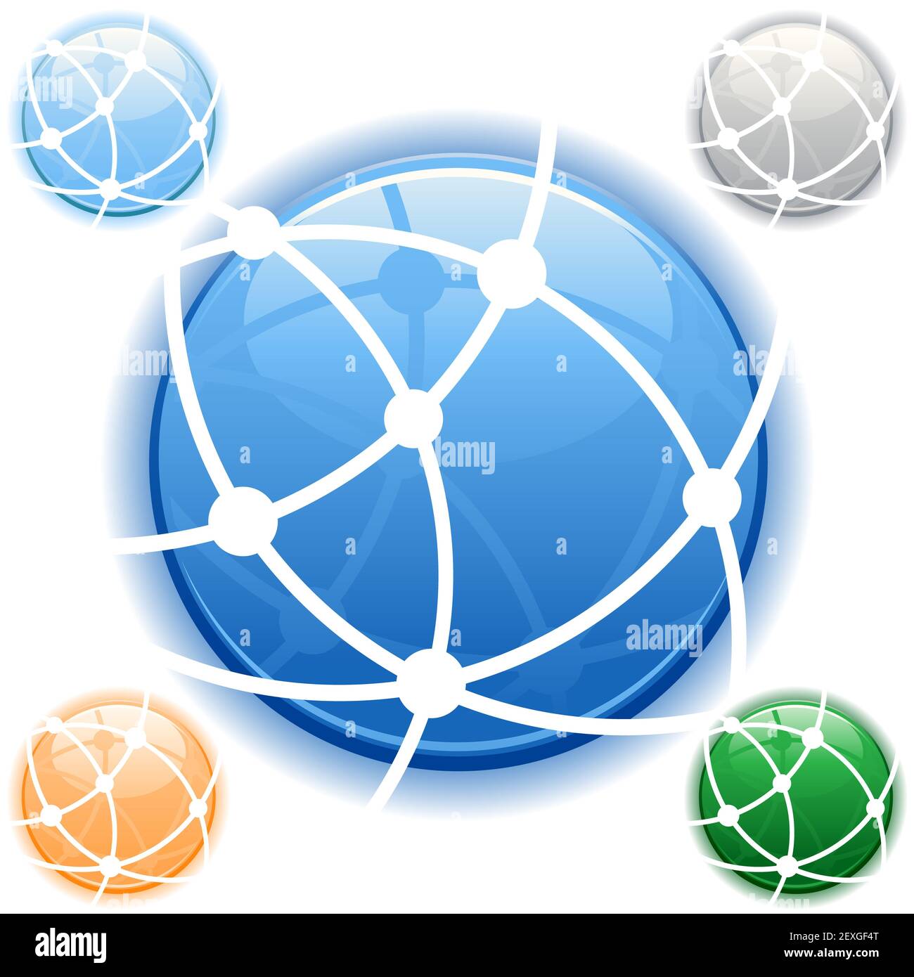 Network icon in blue on isolated white background Stock Photo - Alamy