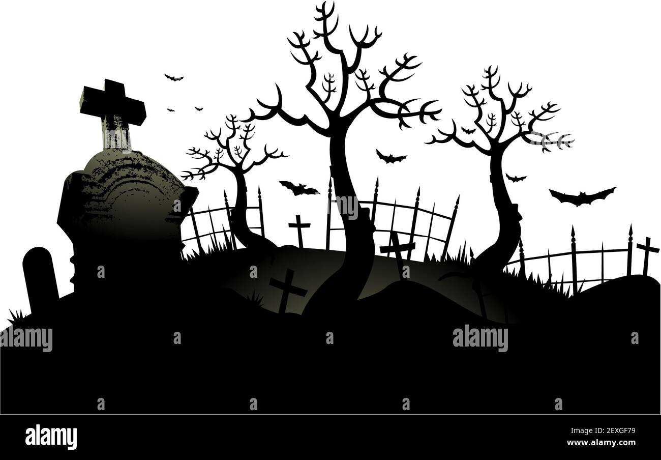 Cemetery background illustration Stock Photo - Alamy