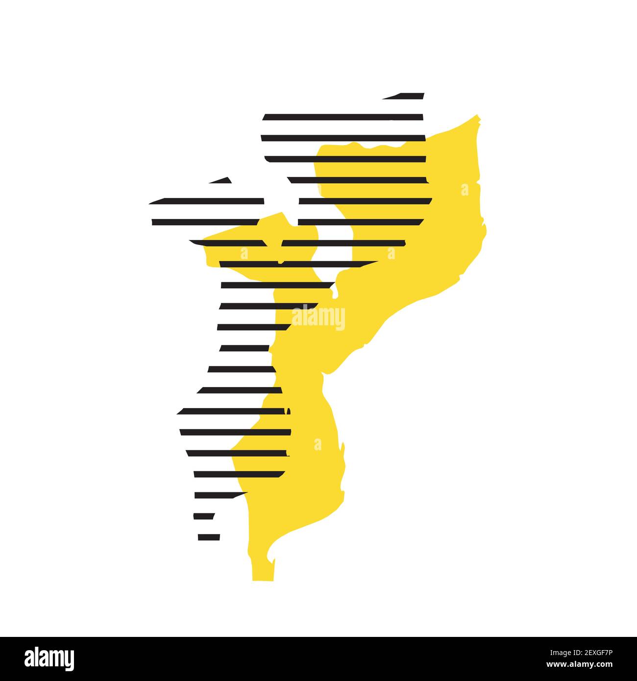 Mozambique - solid black silhouette map of country area. Simple flat ...