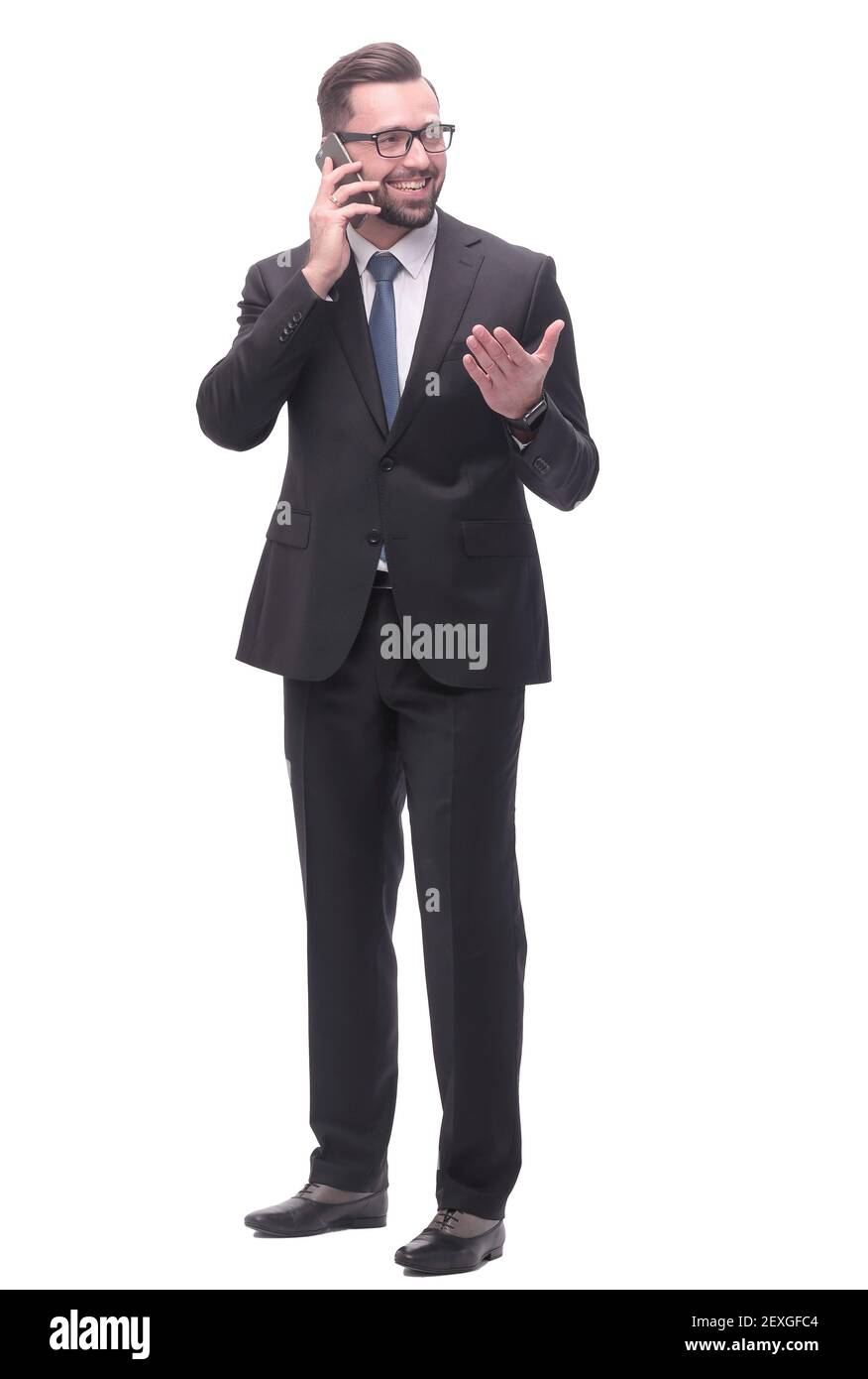 full length .concerned businessman . isolated on white Stock Photo - Alamy