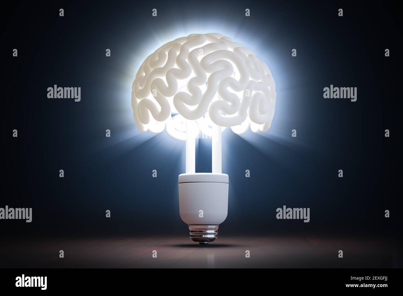 Light bulb in shape of brain. Idea and innovation concept. 3D rendered ...