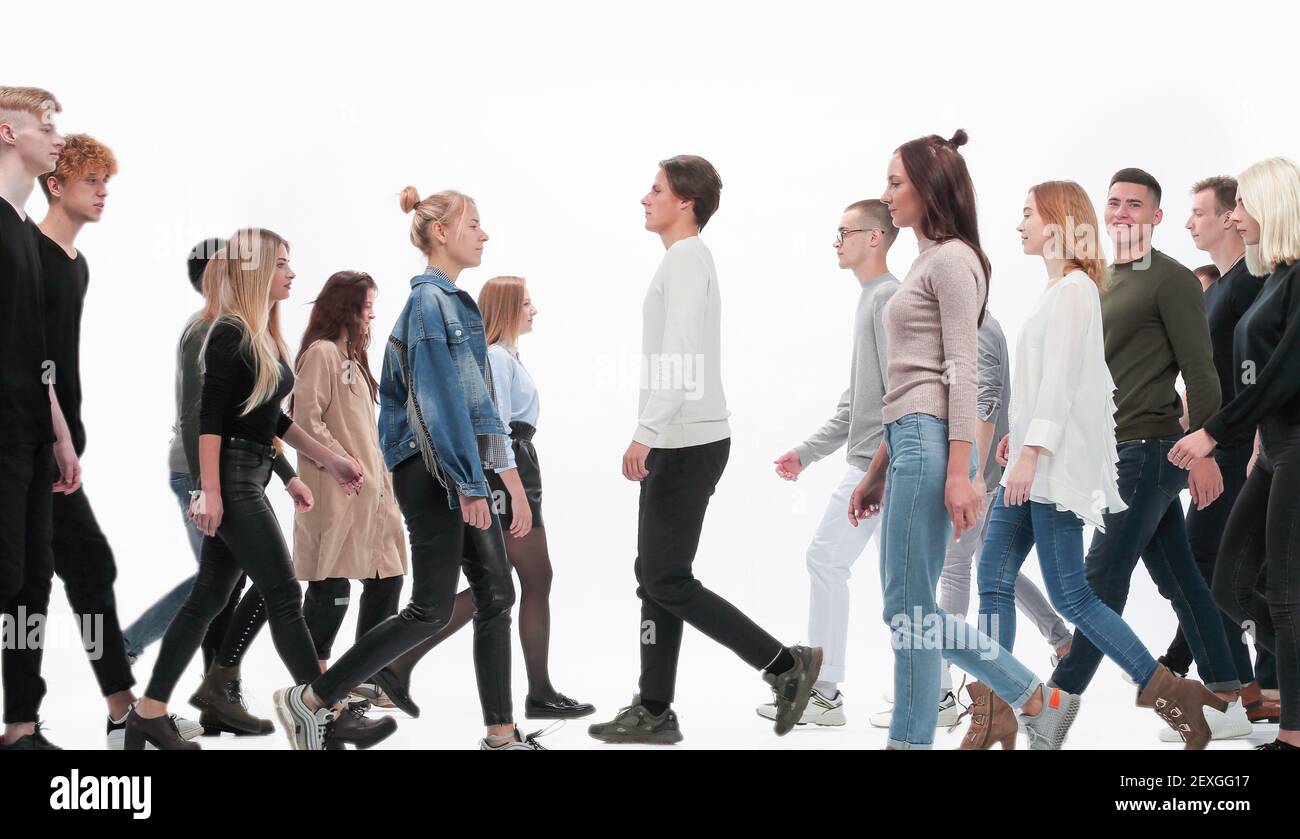 diverse young people walking in different directions Stock Photo - Alamy