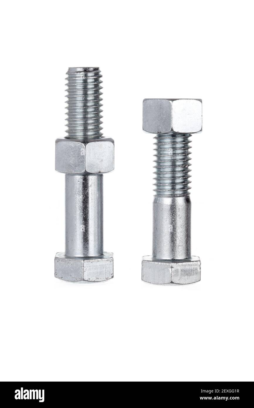 Two bolts with two nuts Stock Photo - Alamy