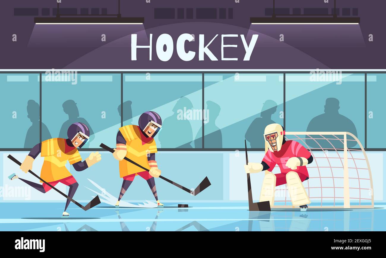 Ice hockey background with winter sports symbols flat vector ...