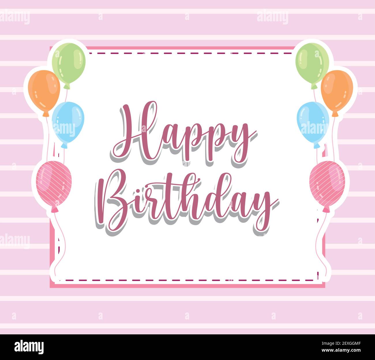 Happy Birthday lettering balloons card Stock Vector Image & Art - Alamy