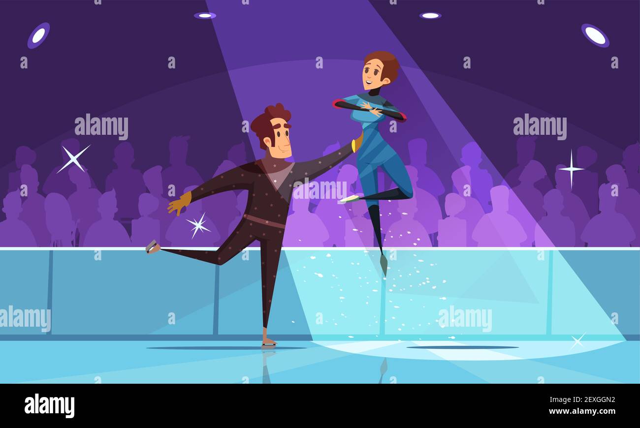 Figure skating composition with winter sports symbols flat vector ...
