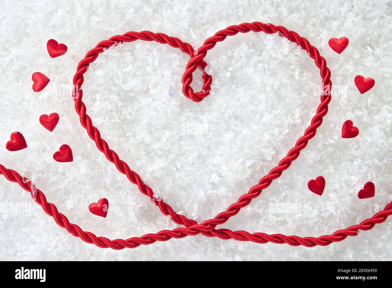 Heart shaped cord and hearts Stock Photo - Alamy