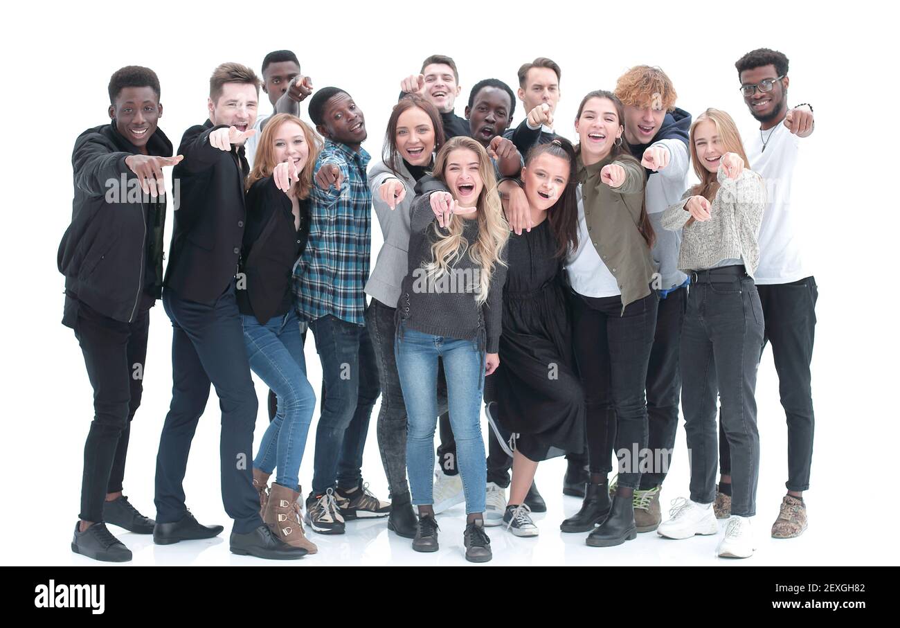 young people are showing forward Stock Photo - Alamy