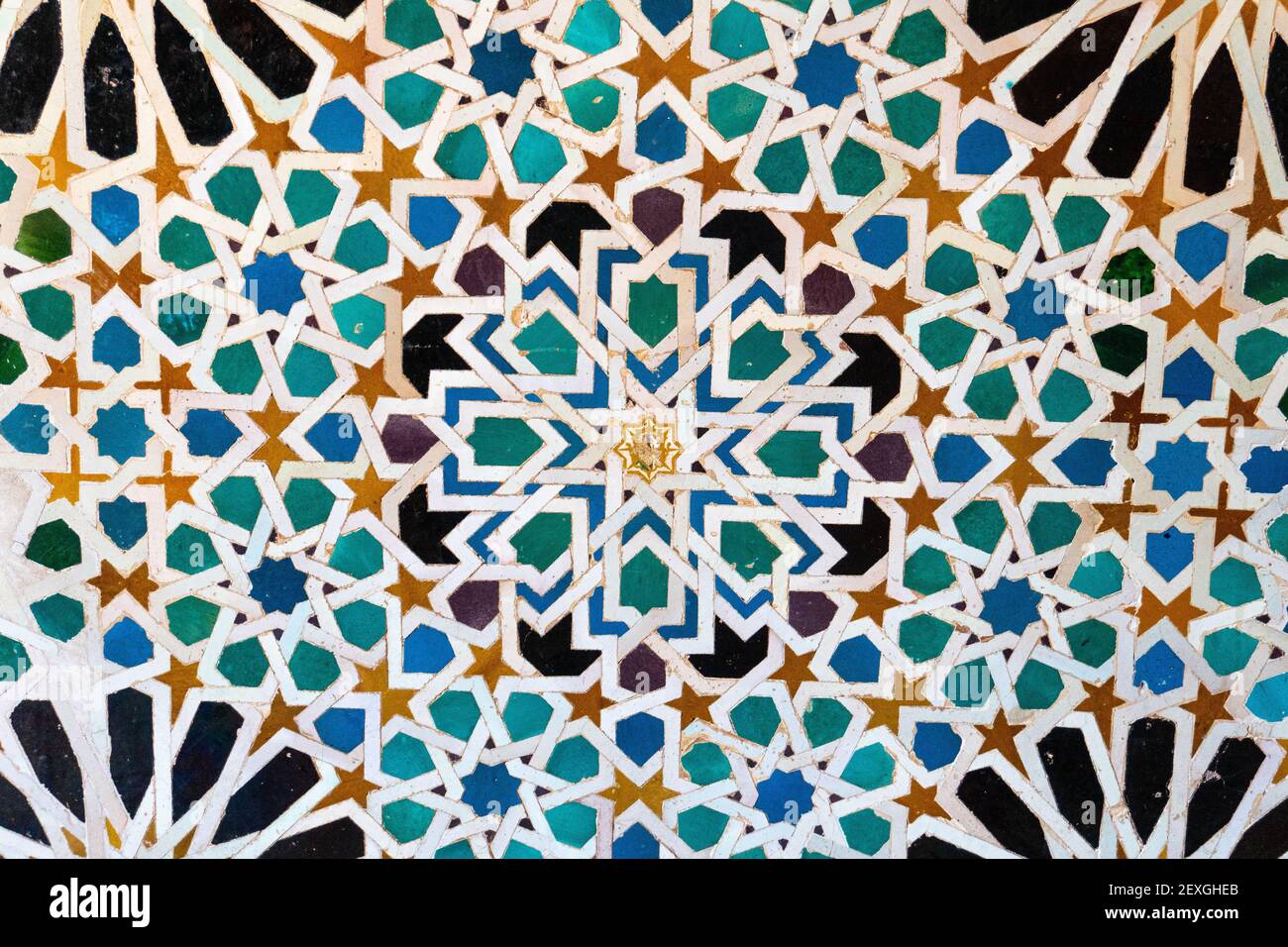 The wall of an ancient building wall with ornamental design in Spain ...