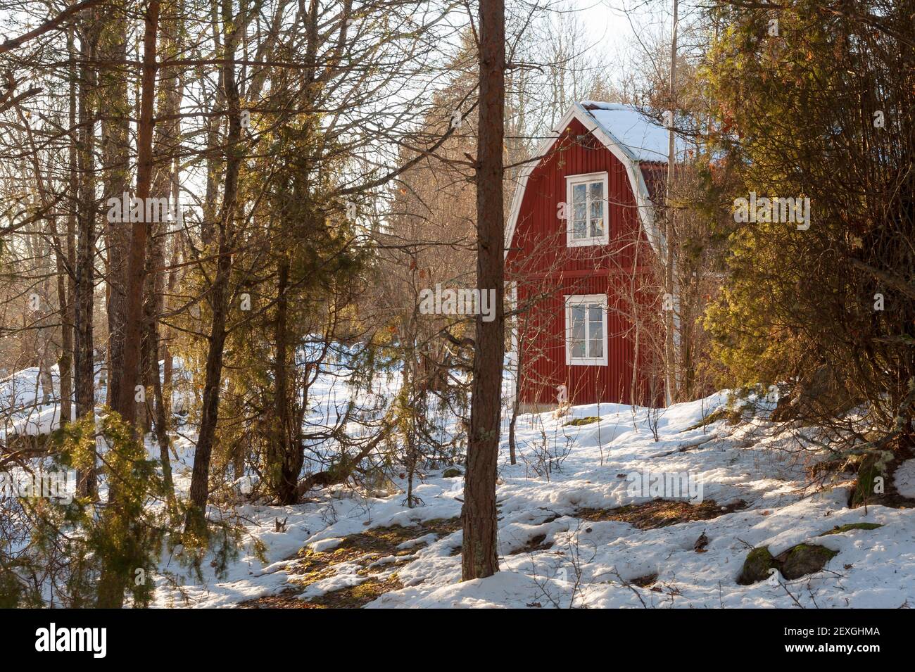 Red building painted hi-res stock photography and images - Alamy