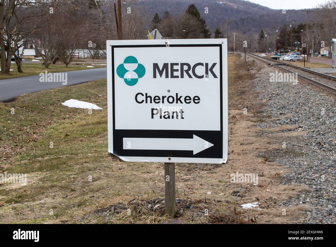 A signage seen outside Merck Cherokee Plant in Riverside, Pennsylvania ...