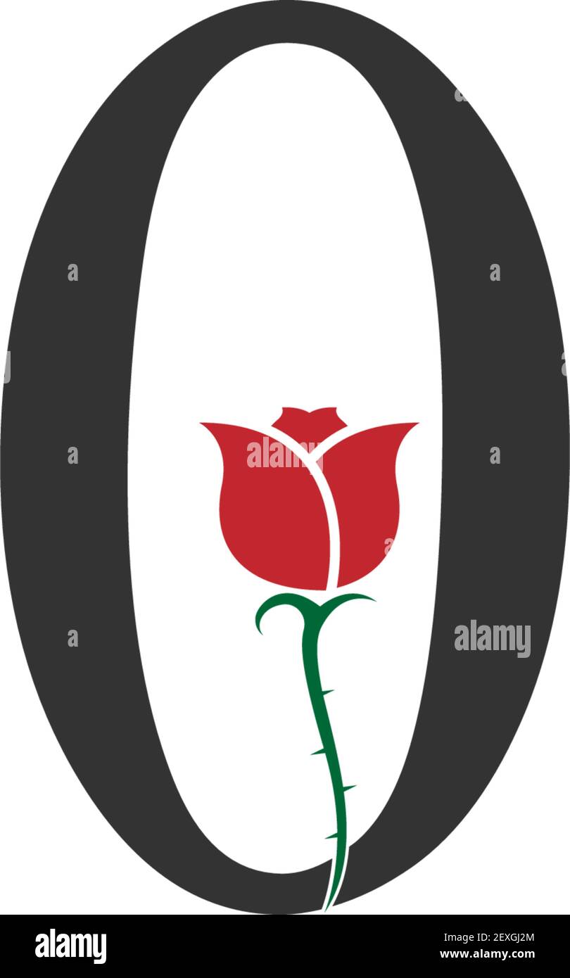 Number zero logo icon with rose design vector illustration Stock Vector ...