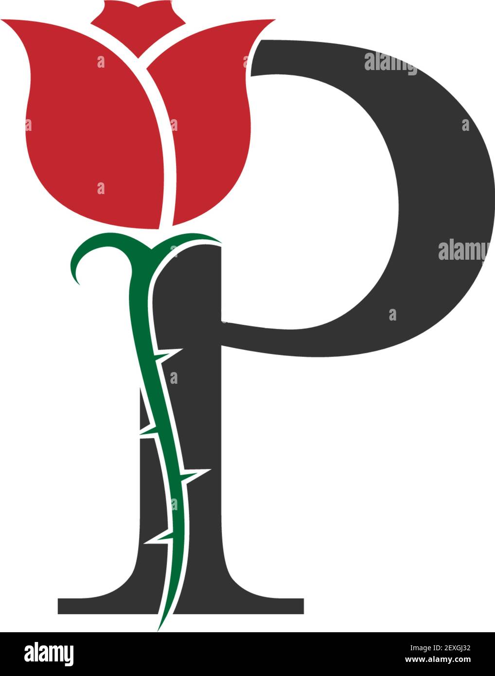 Letter P logo icon with rose design vector illustration Stock Vector ...
