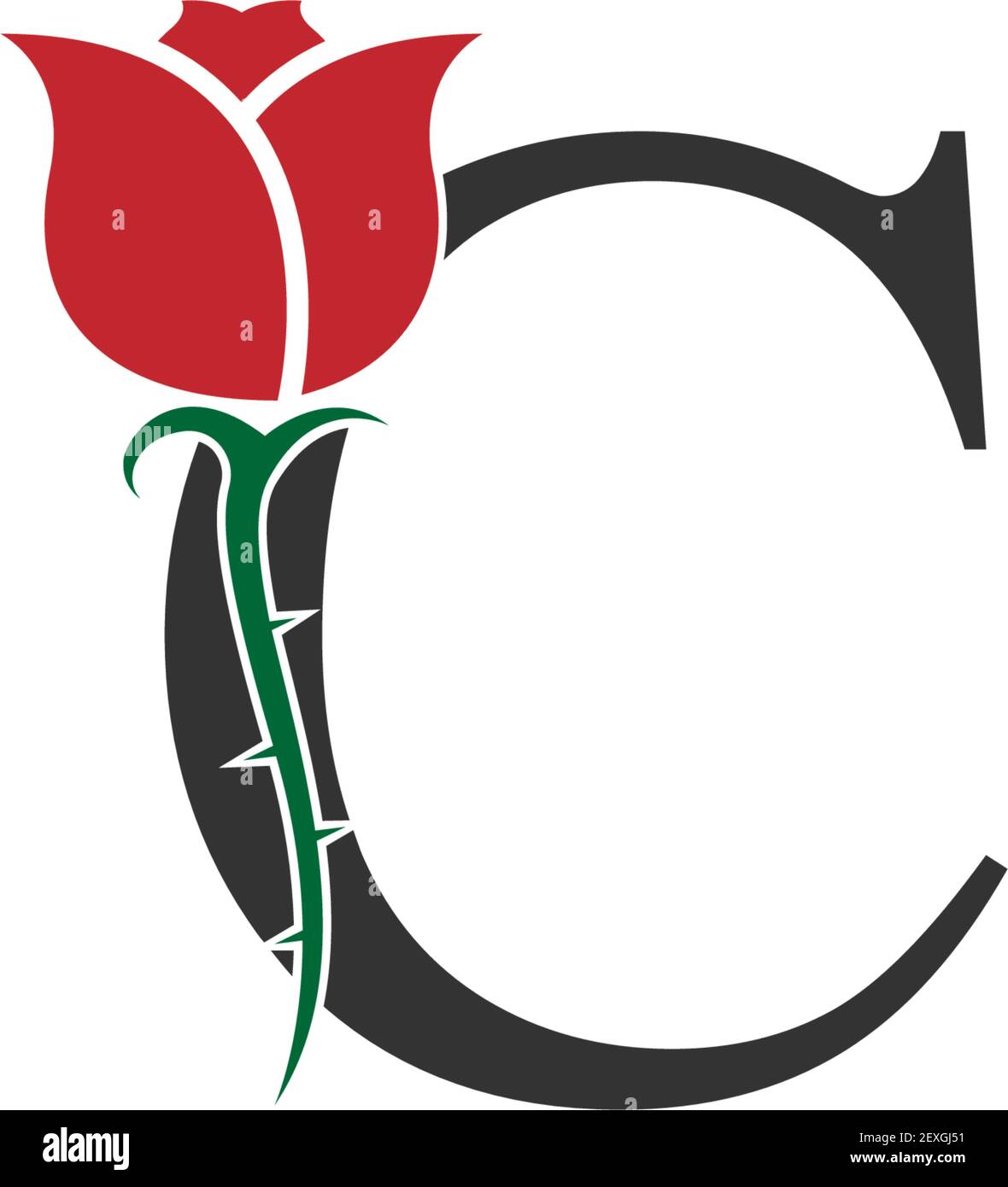 Letter C logo icon with rose design vector illustration Stock Vector ...