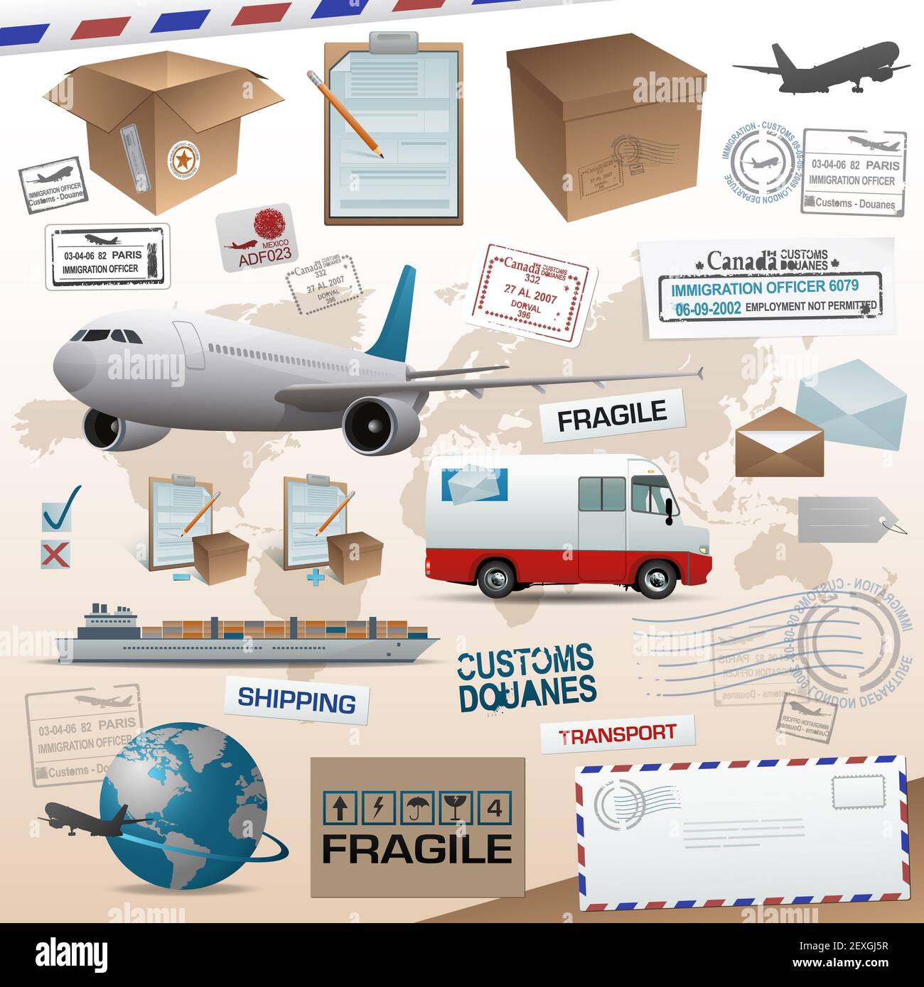 Distribution and shipping elements Stock Photo - Alamy