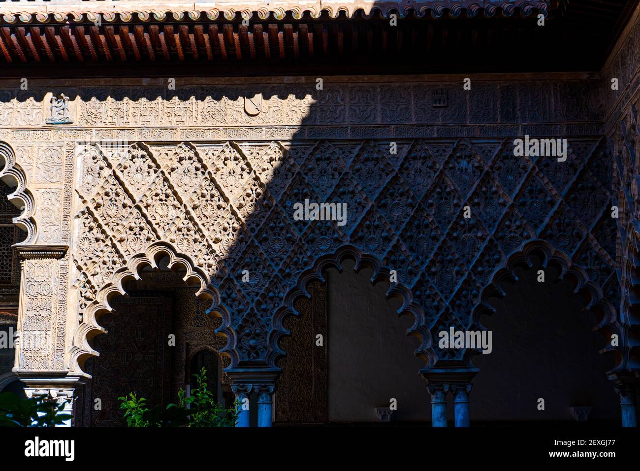 The walls of the famous Royal Alcazar Palace of Seville in Spain Stock ...