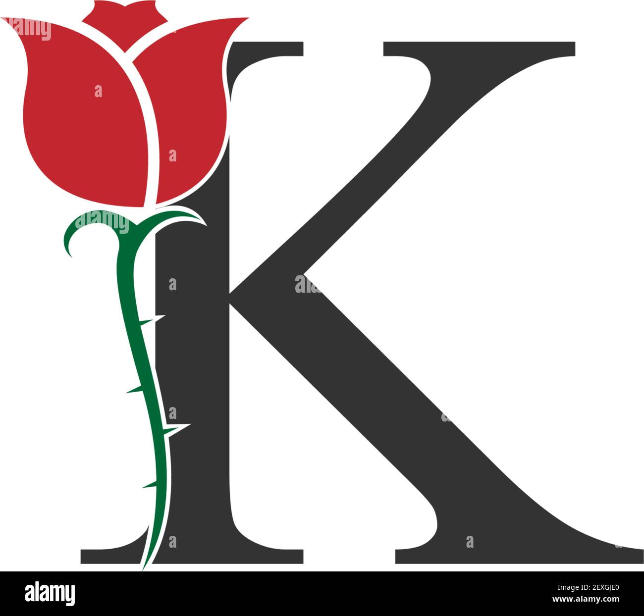 Letter K logo icon with rose design vector illustration Stock Vector ...