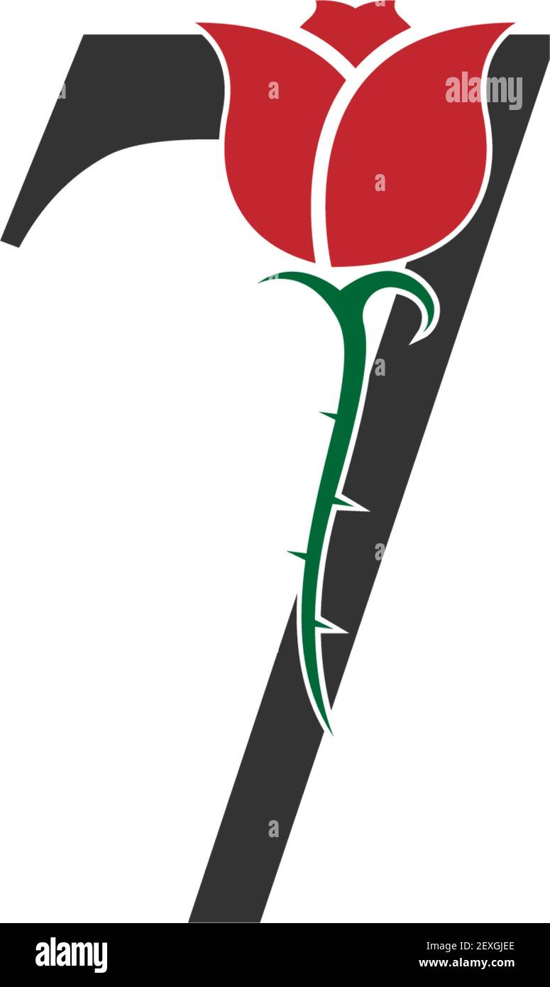 Number 7 logo icon with rose design vector illustration Stock Vector ...