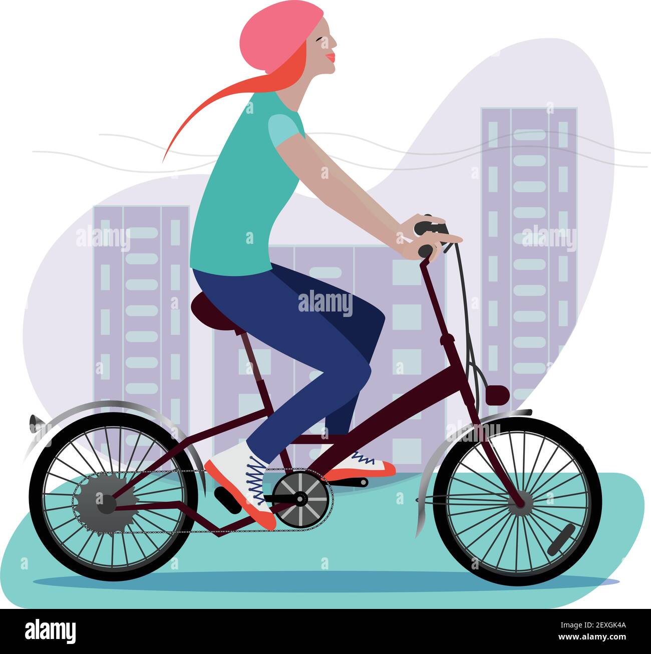 Woman cyclist riding bike Cut Out Stock Images & Pictures - Alamy