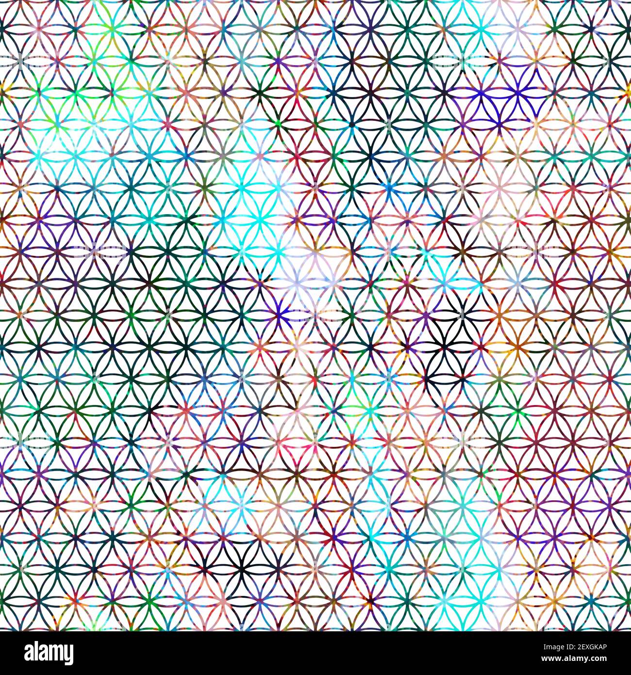 Abstract Rainbow Colored Flower of Life Pattern Stock Photo - Alamy