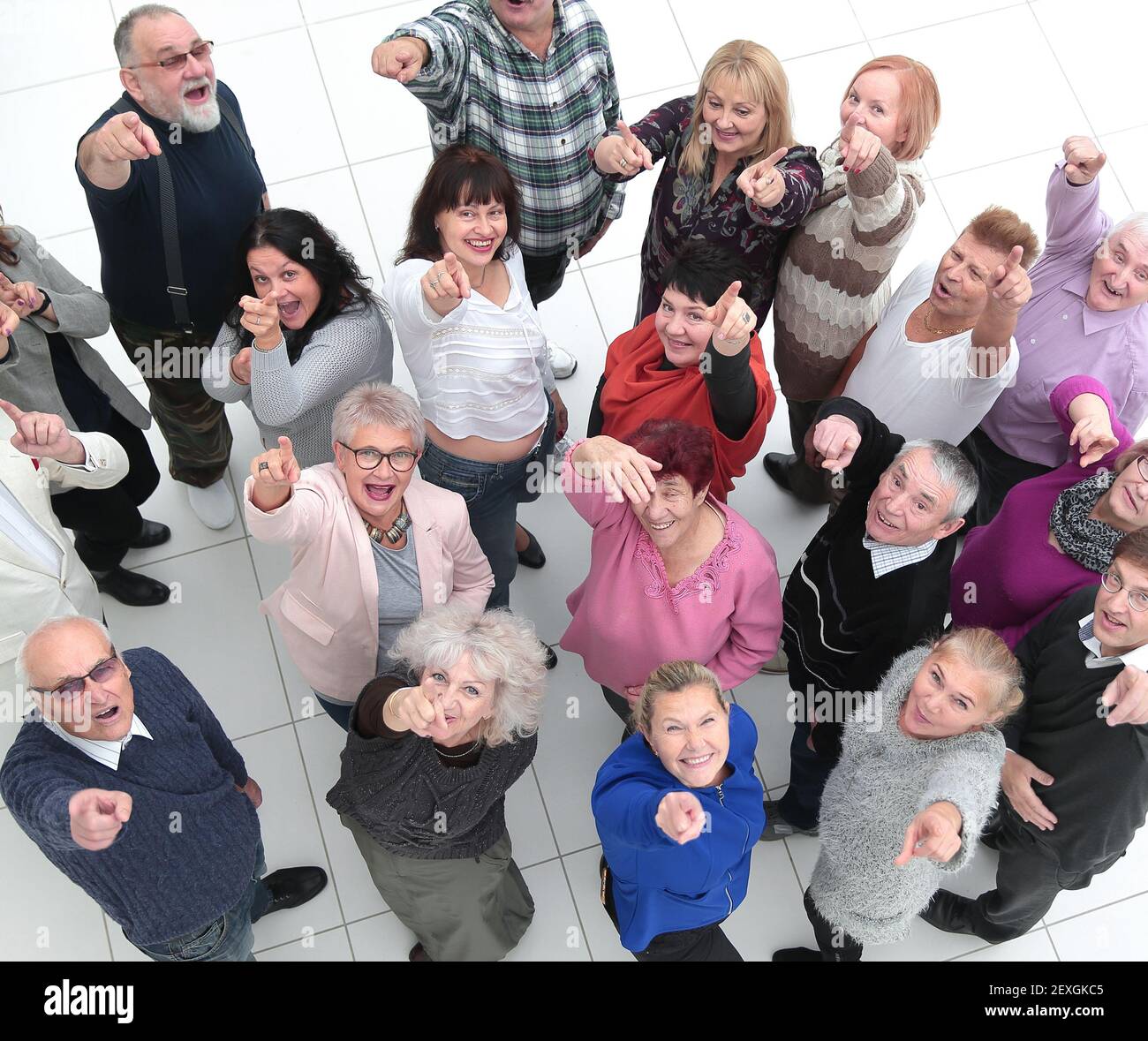 top view. group of diverse older people Stock Photo - Alamy