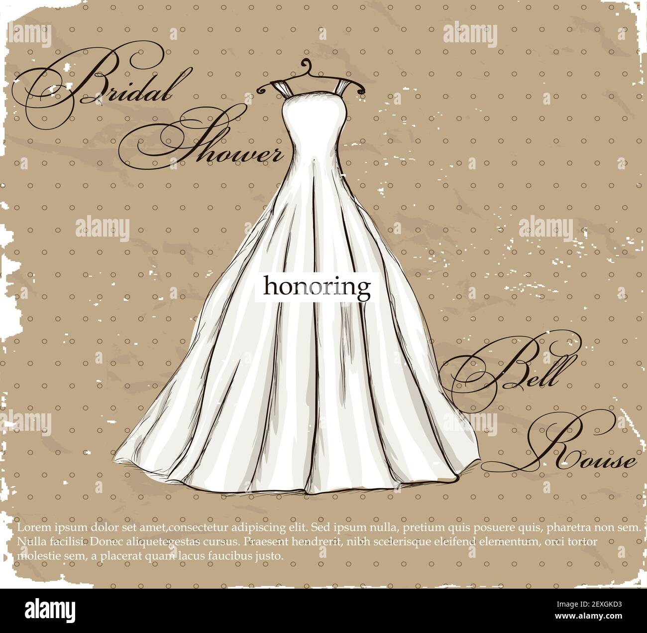 Vintage poster with beautiful wedding dress Stock Photo - Alamy