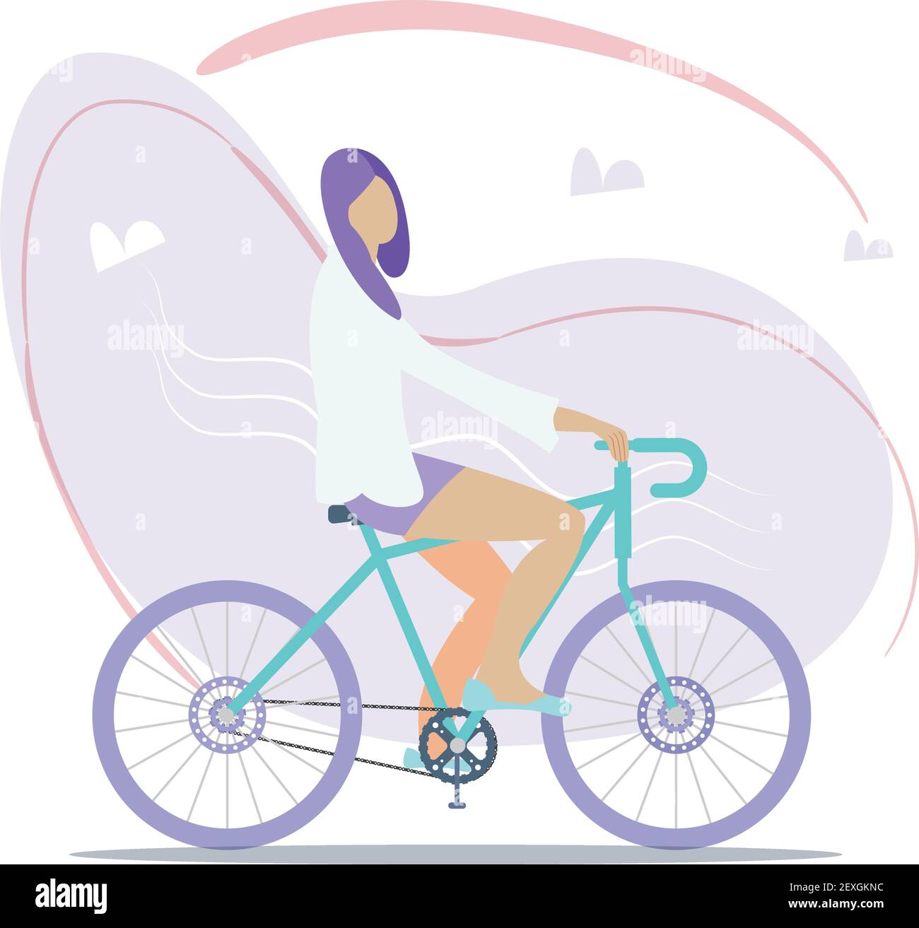 Woman cyclist riding bike Stock Vector Images - Alamy