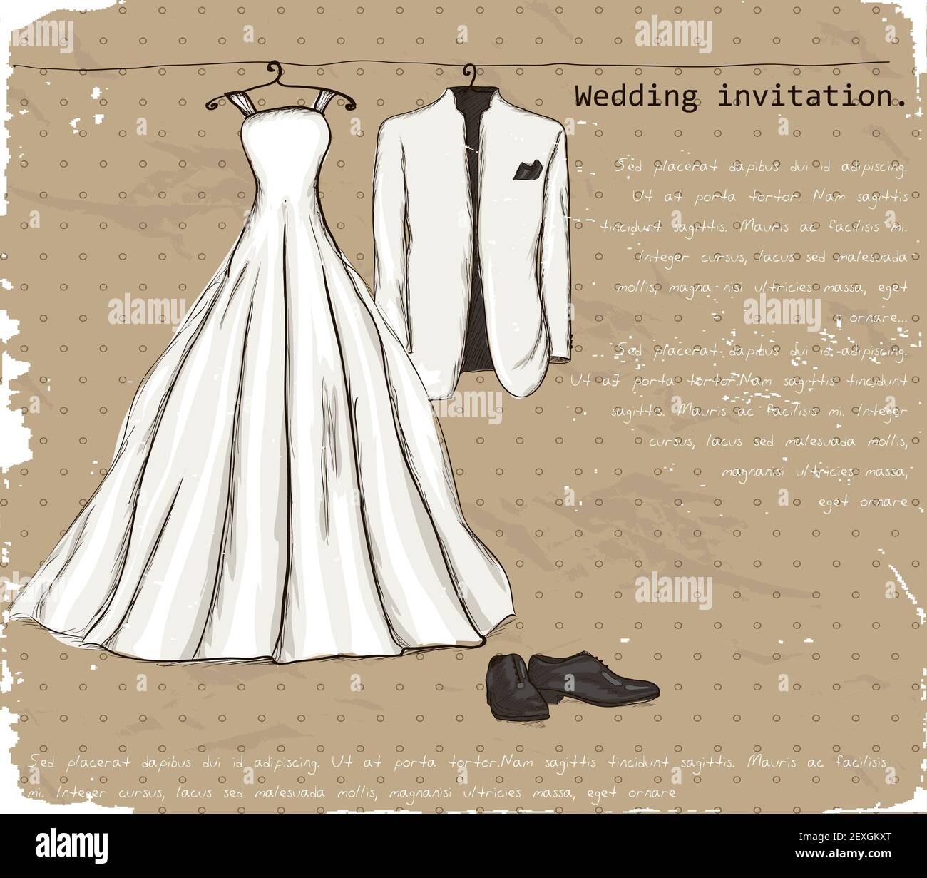 Vintage poster with with a wedding dress Stock Photo - Alamy