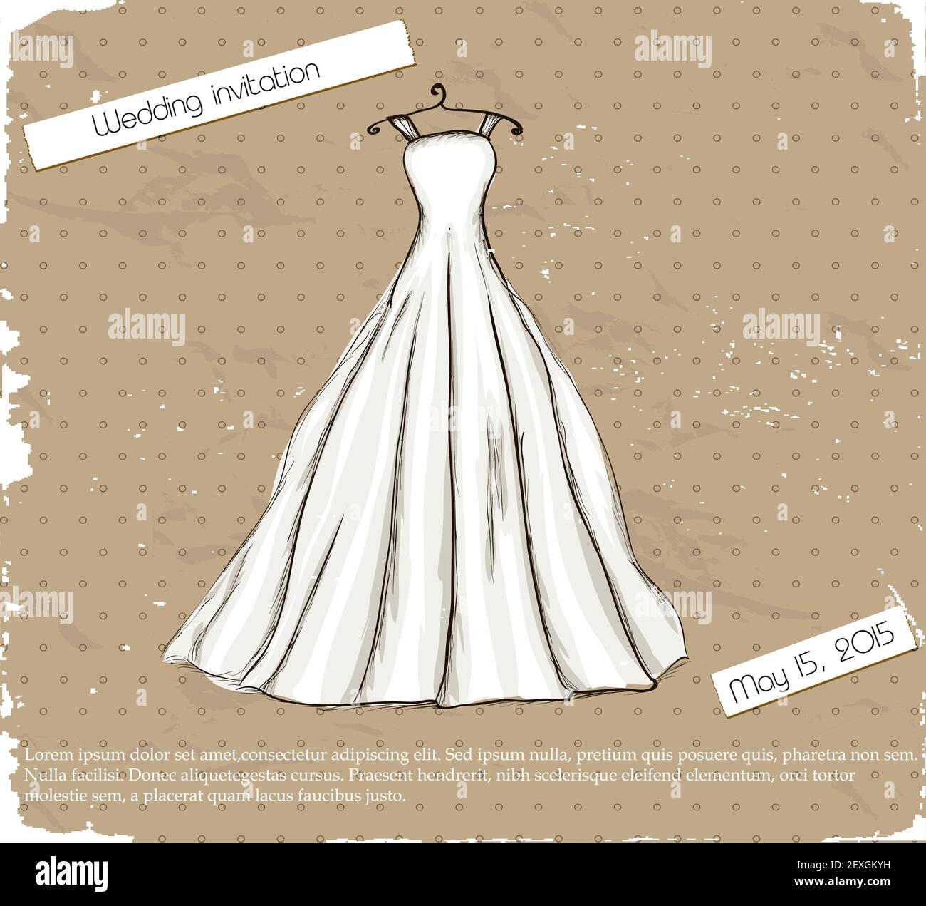 Vintage poster with beautiful wedding dress Stock Photo - Alamy