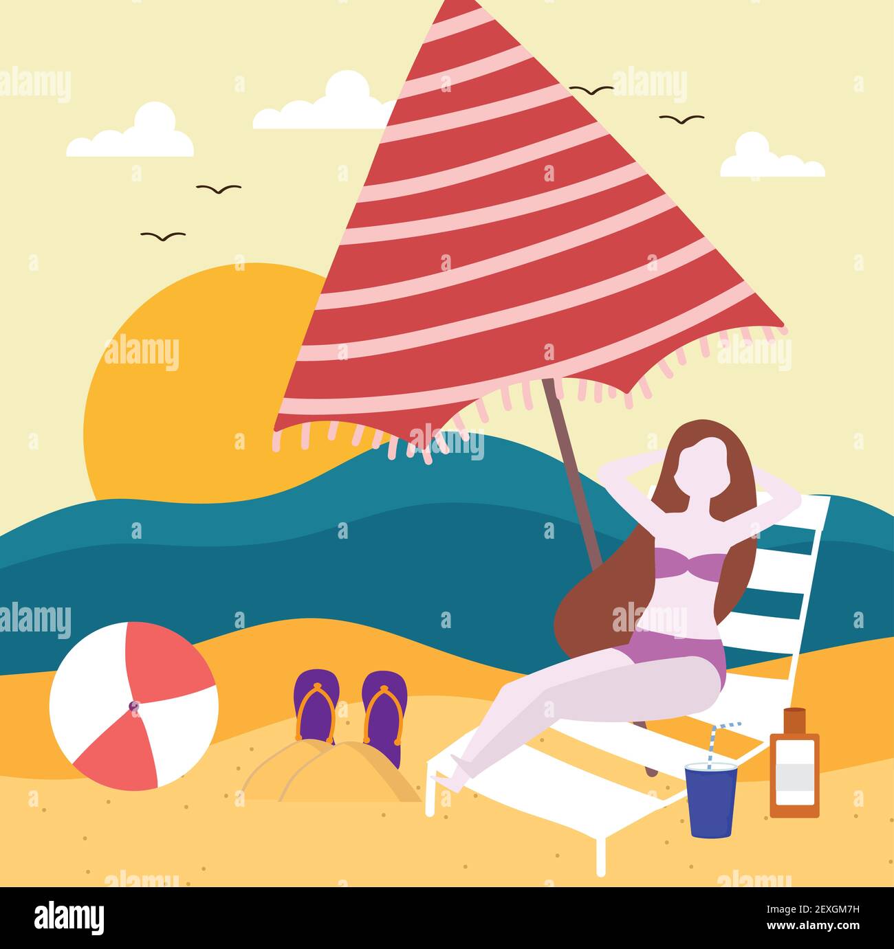 Young woman sunbathe bikini Stock Vector Images - Alamy