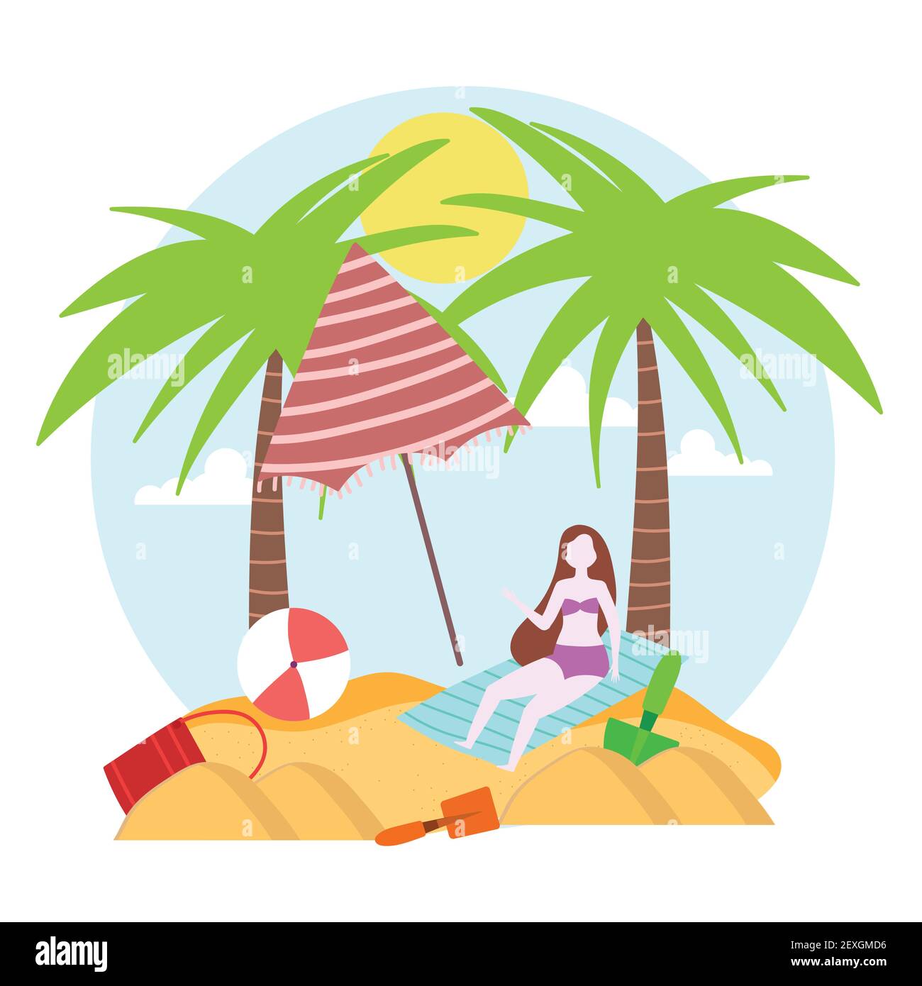 Girl lying under palm tree hi-res stock photography and images - Alamy