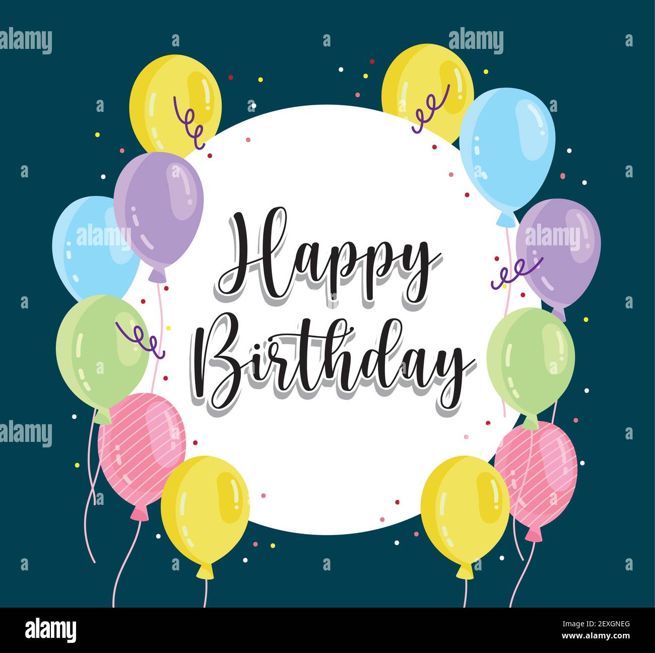 Happy Birthday Balloons Confetti Celebration Stock Vector Image Art