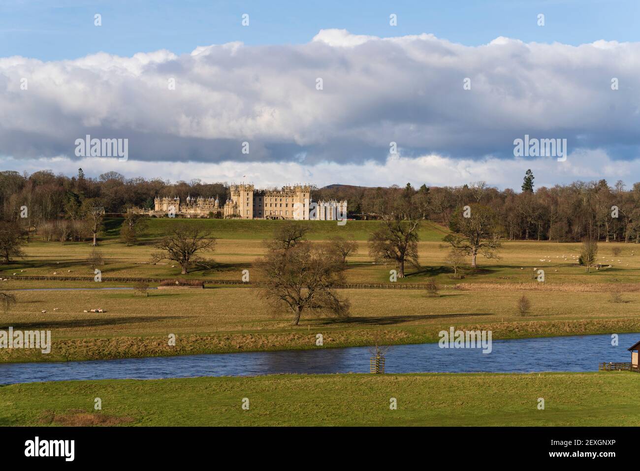 Floors Castle, beside the river Tweed in Kelso, Scotland Stock Photo ...