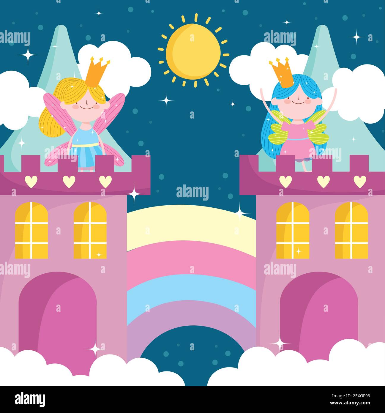 fairy cute rainbow castle cartoon Stock Vector Image & Art - Alamy