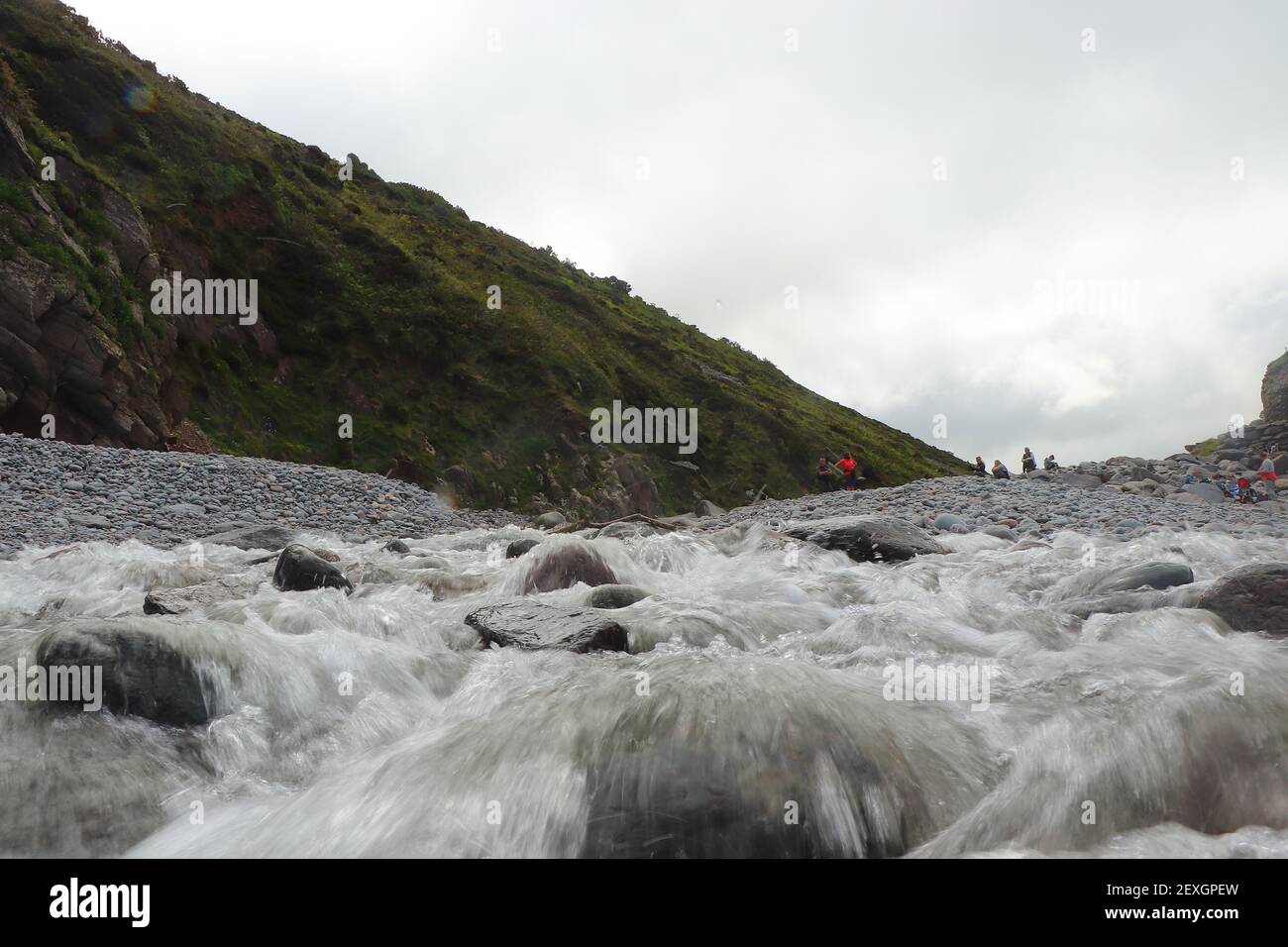 Heddon river flowing through the valley and over rocky ground Stock ...