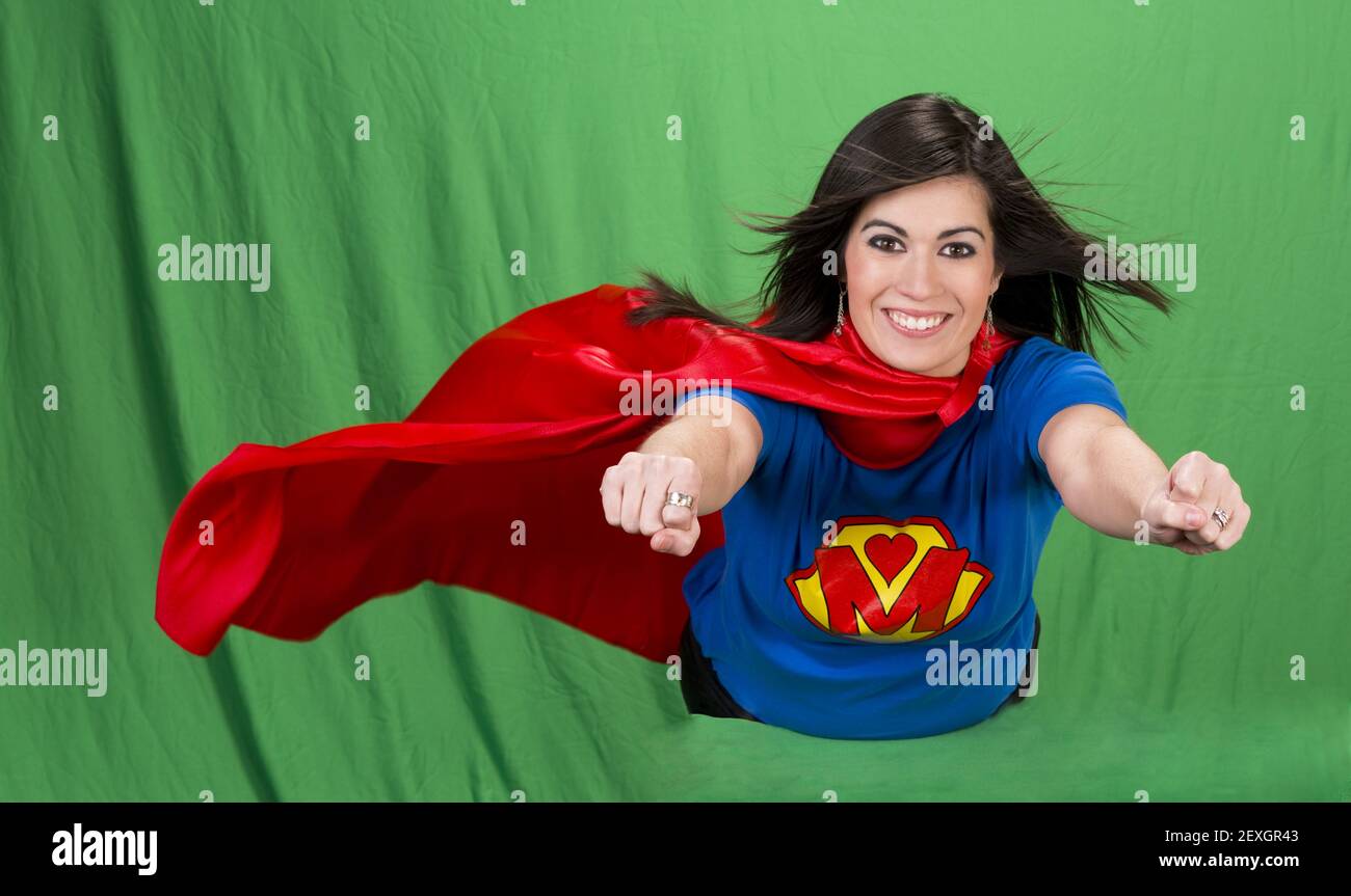 Super Mother on Green Screen Stock Photo - Alamy