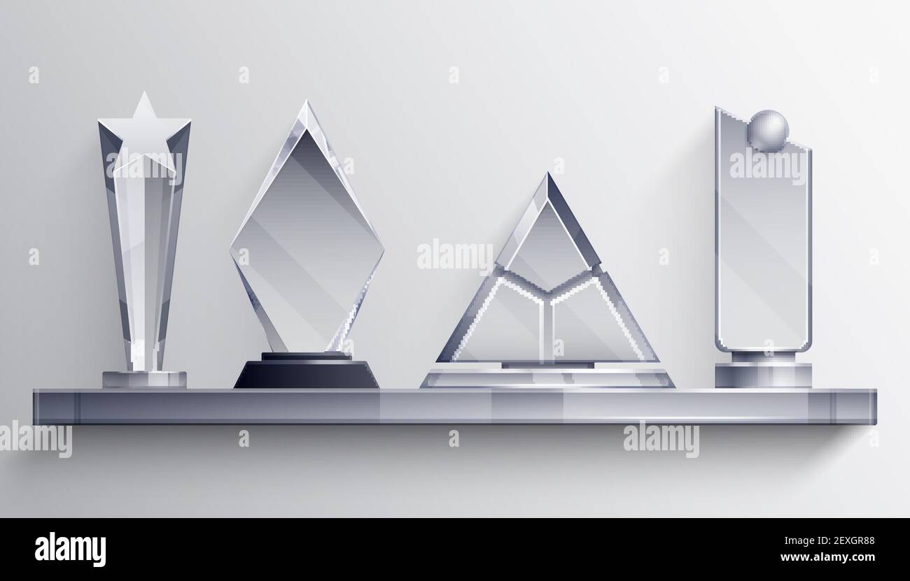 Trophies shelf realistic concept with winner symbols vector ...