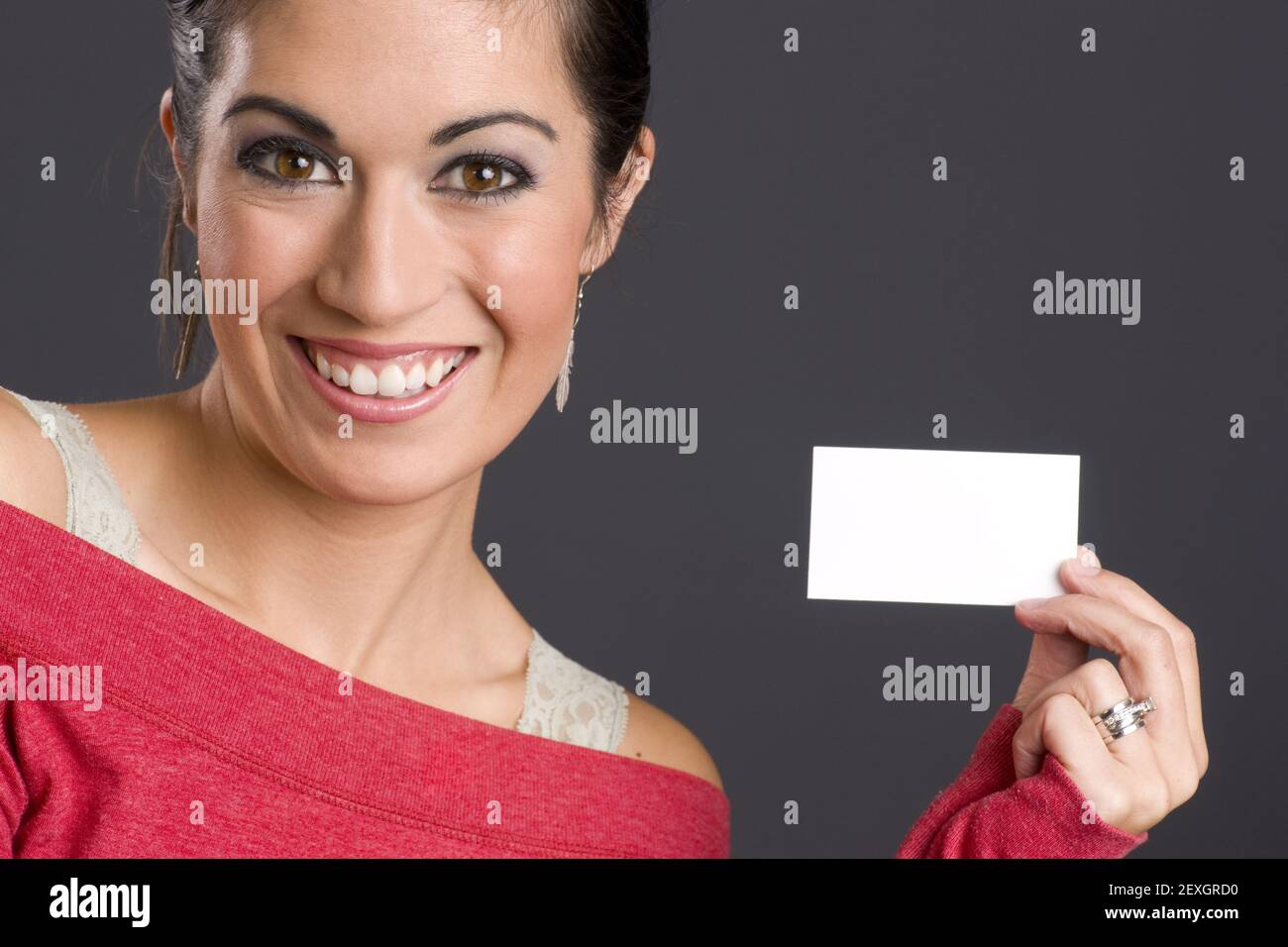 Beautiful woman white card hi-res stock photography and images - Alamy