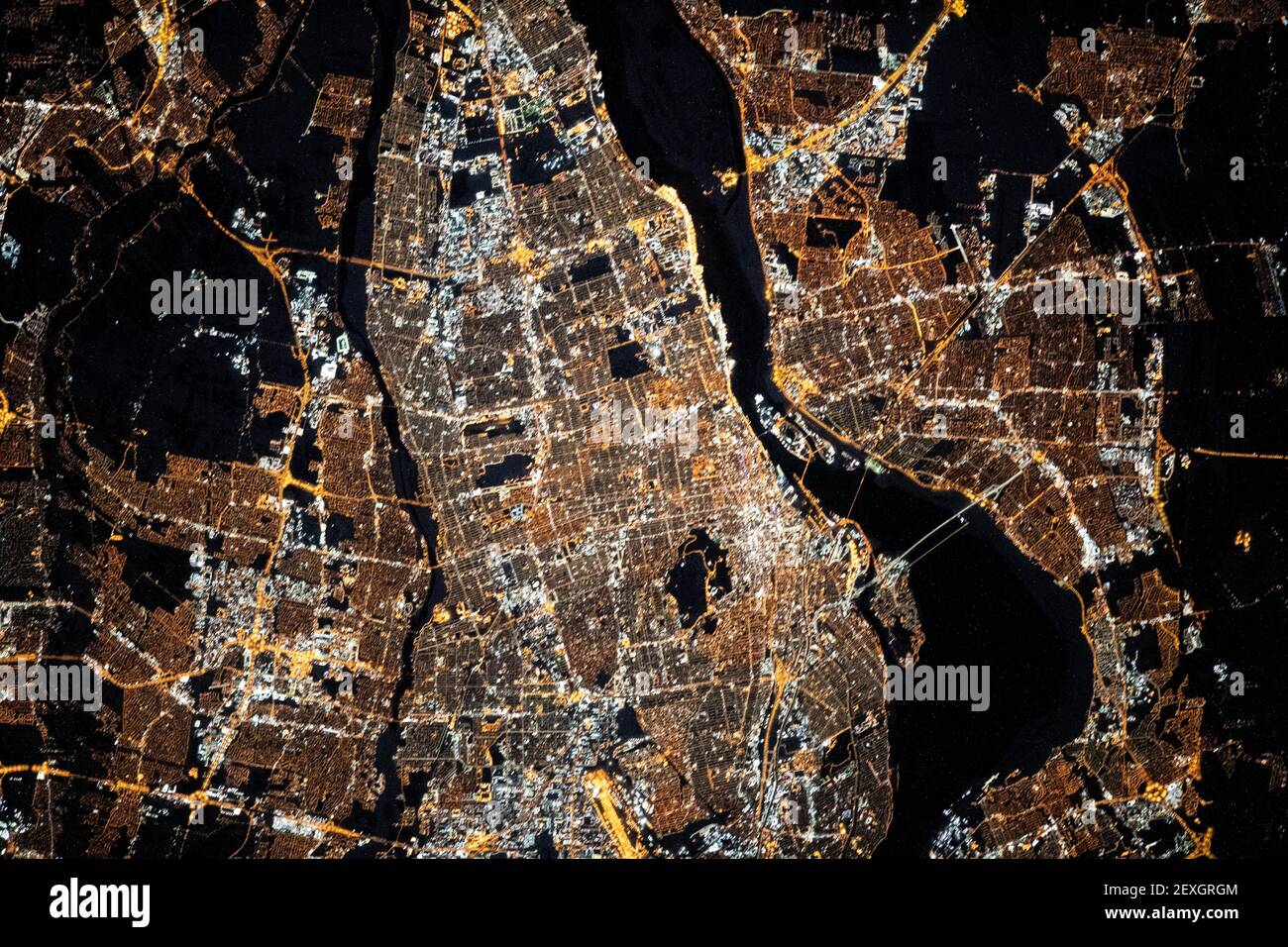 The city lights of Montreal seen at night from the International Space ...