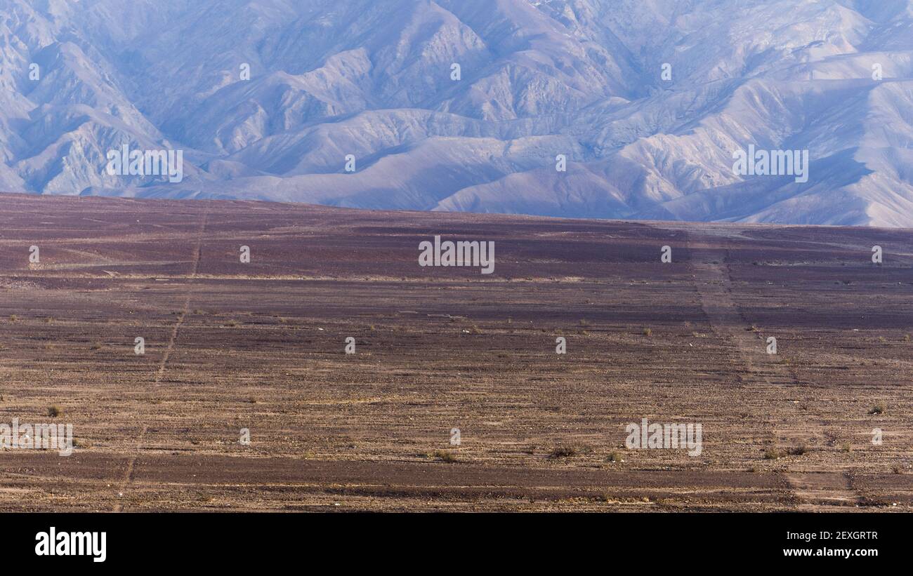 Colorful Andes mountain behind multiple nazca lines, Ica Peru Stock ...