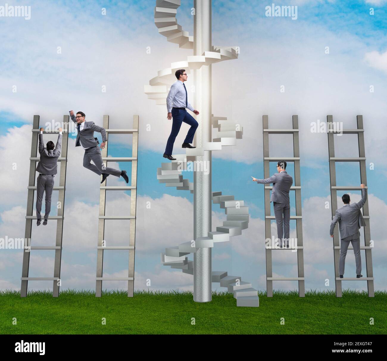 The competition concept with businessman beating competitors Stock ...