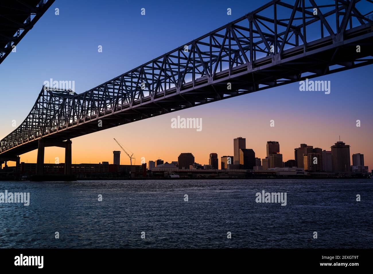 Sunset of Crescent City Bridge Stock Photo - Alamy