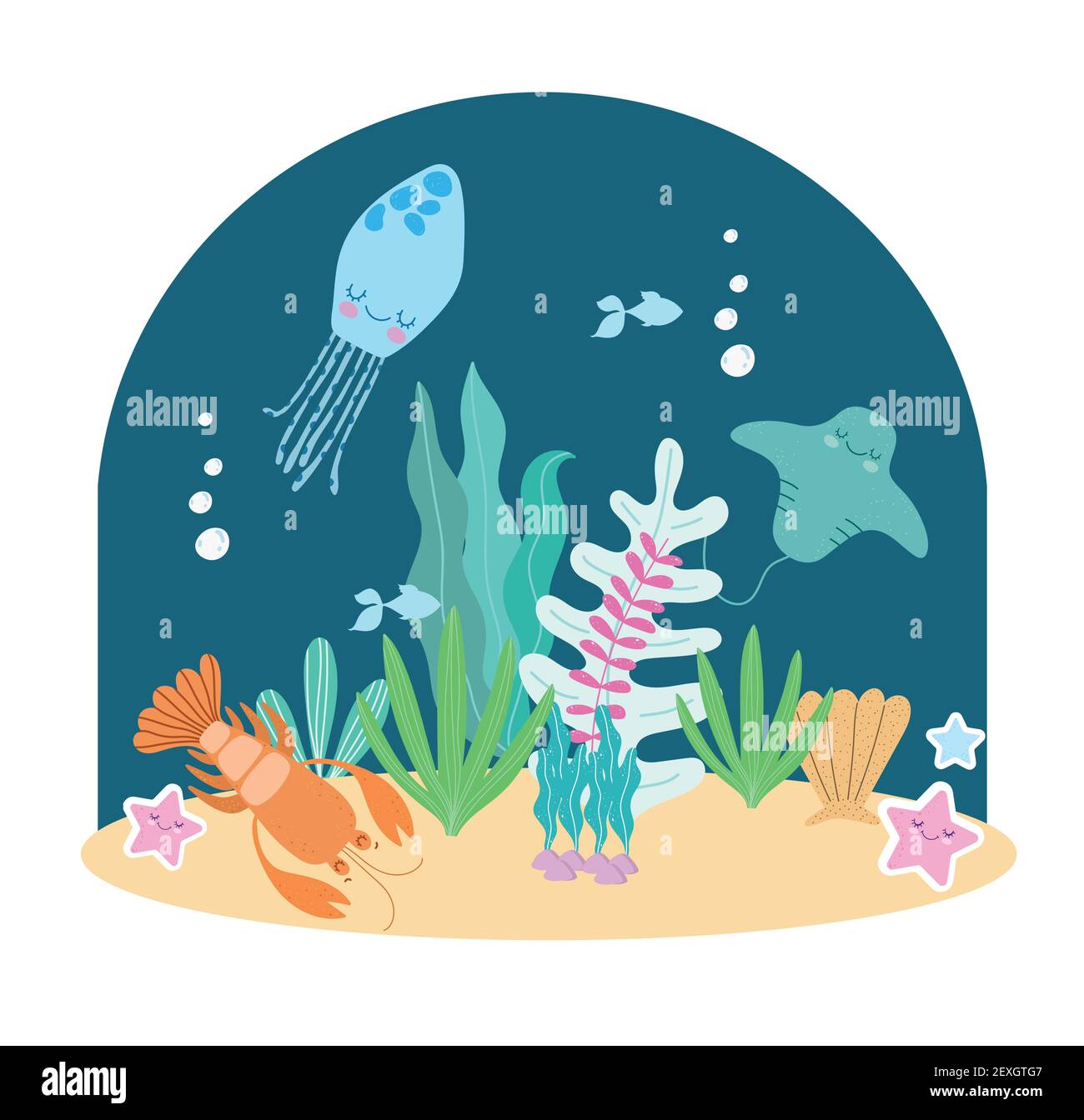 undersea animals seaweed with bubbles Stock Vector Image & Art - Alamy