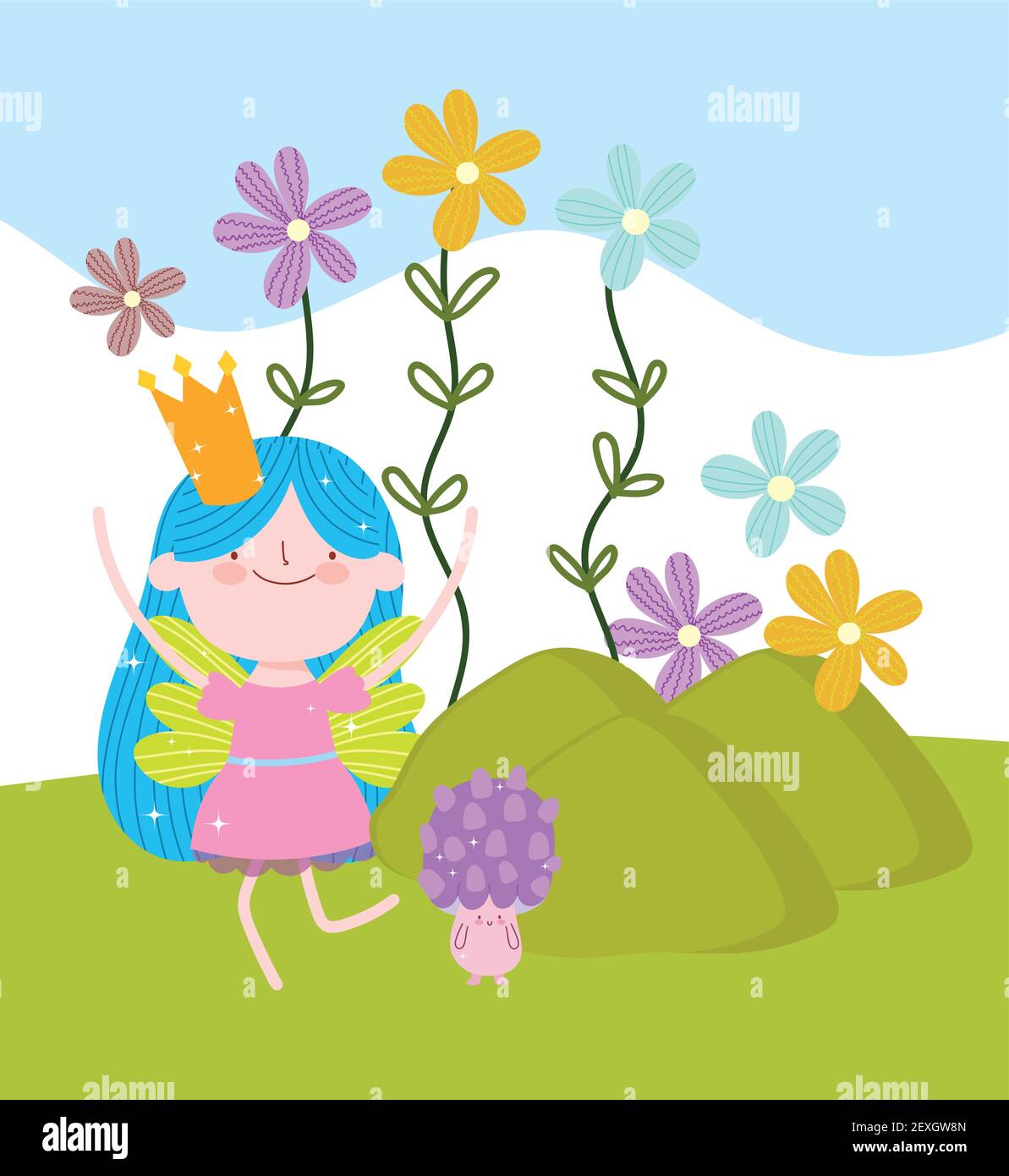 fairy cute flowers fantasy cartoon Stock Vector Image & Art - Alamy