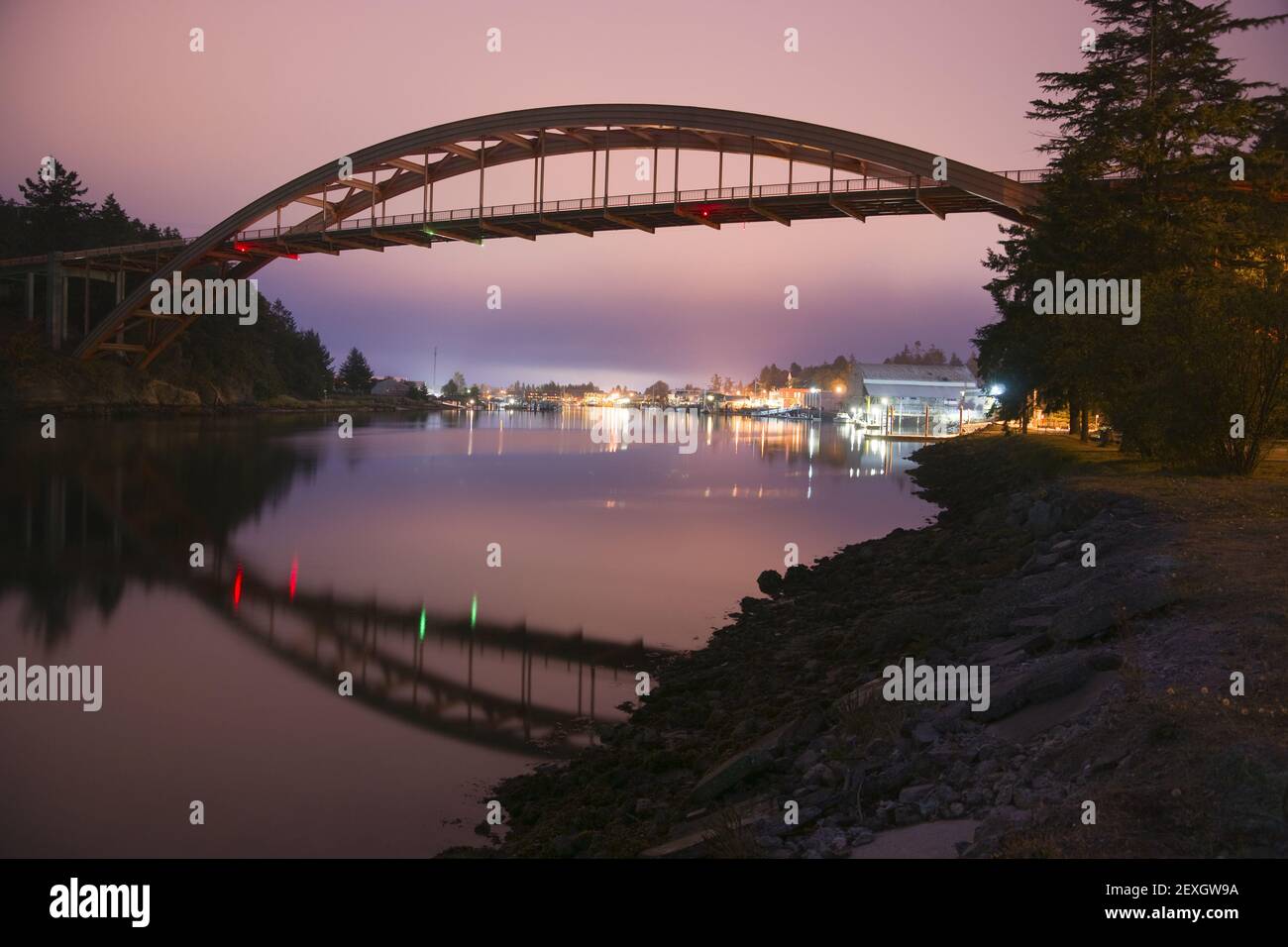 Rainbow Bridge Over Channel LaConner Stock Photo - Alamy